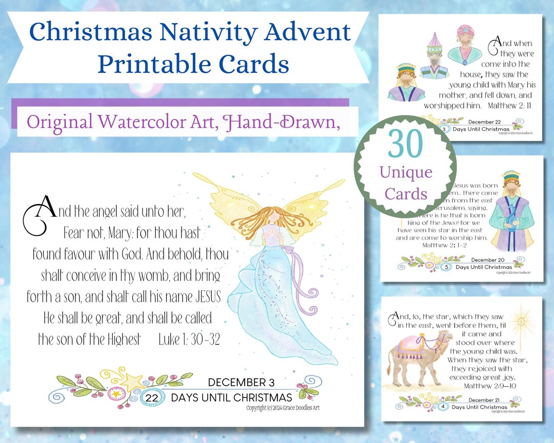 Christmas Advent, Nativity Countdown, Digital Download Bible Advent ...