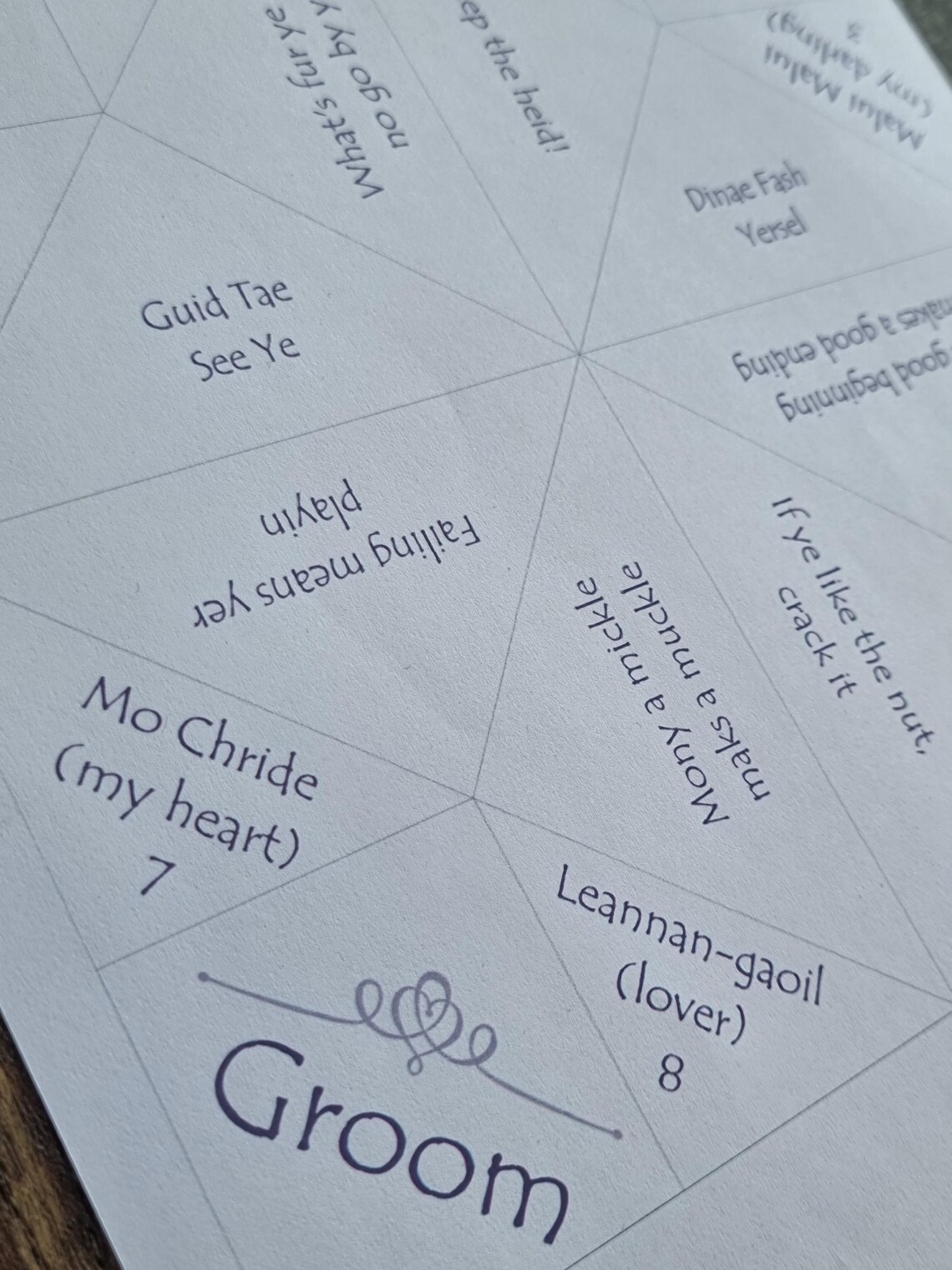 Personalised Scottish-inspired Paper Wedding Fortune Teller - Etsy