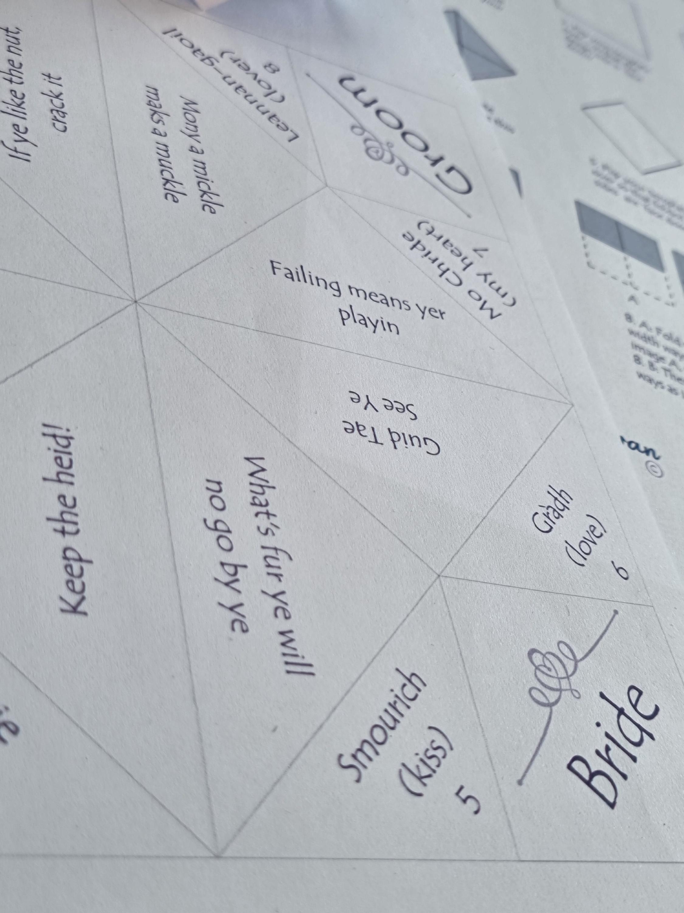 Personalised Scottish-inspired Paper Wedding Fortune Teller - Etsy