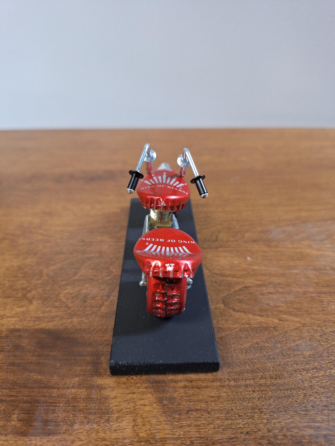 Handcrafted Folk Art Budweiser Beer Cap Motorcycle 4.5" Long X 2.5 ...
