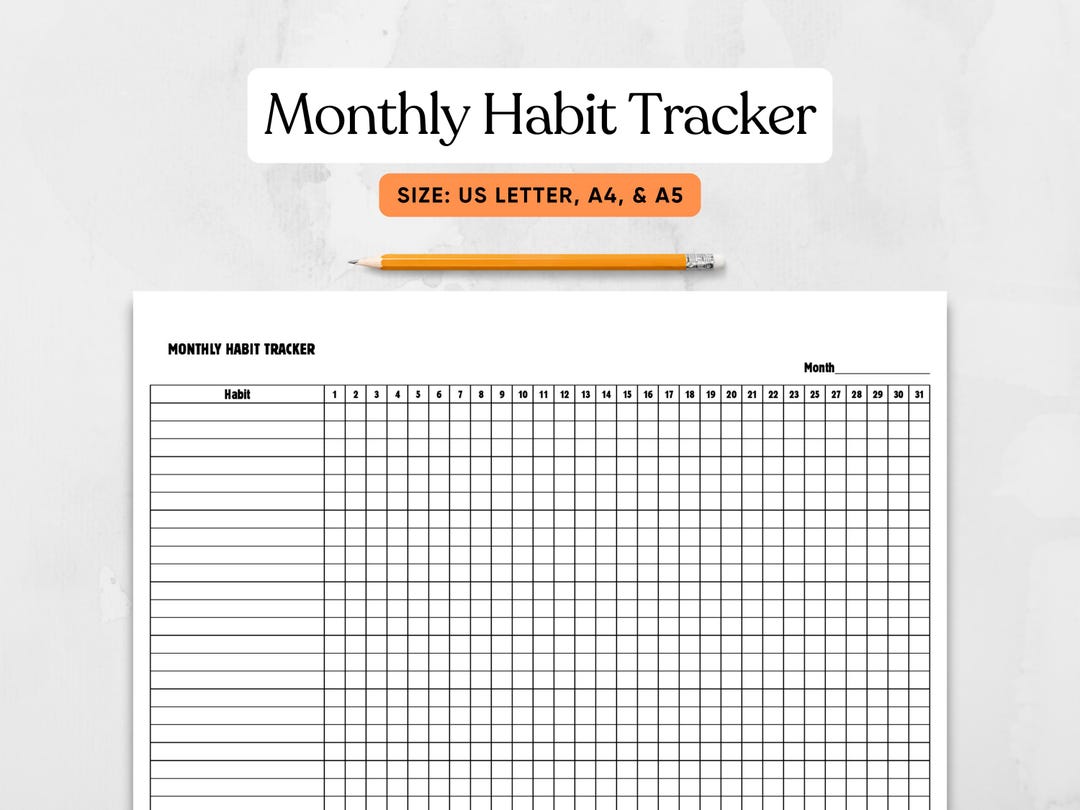 Monthly Habit Tracker Printable Planner Habit Journal Template Habit ...