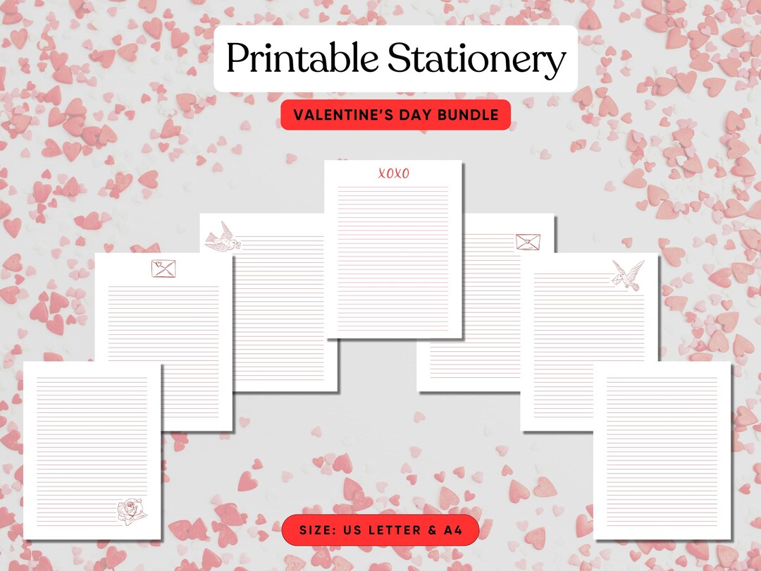Valentine's Day Letter Writing Paper, Secret Admirer A4 US Letter ...
