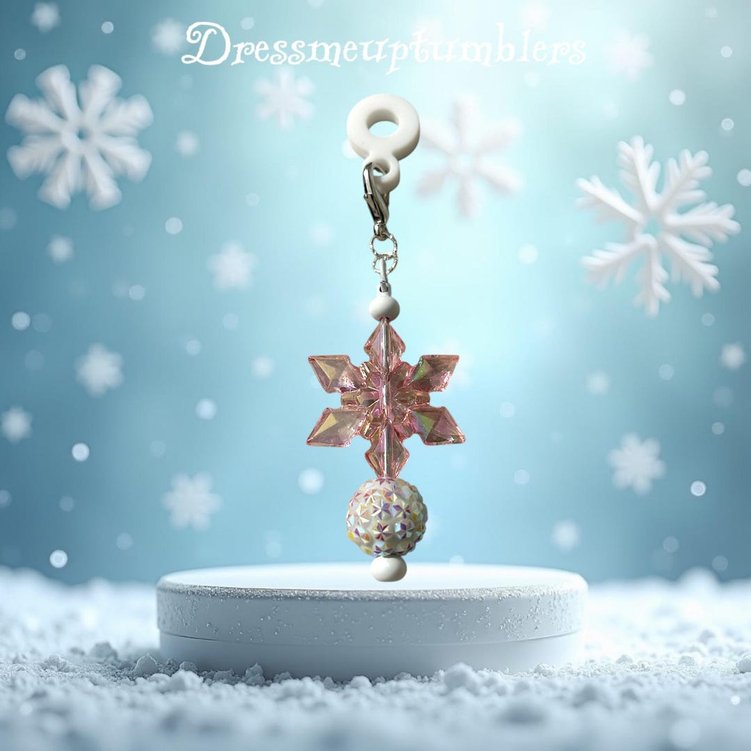 Sparkle Pink Snowflake Straw Hanging Charm. - Etsy