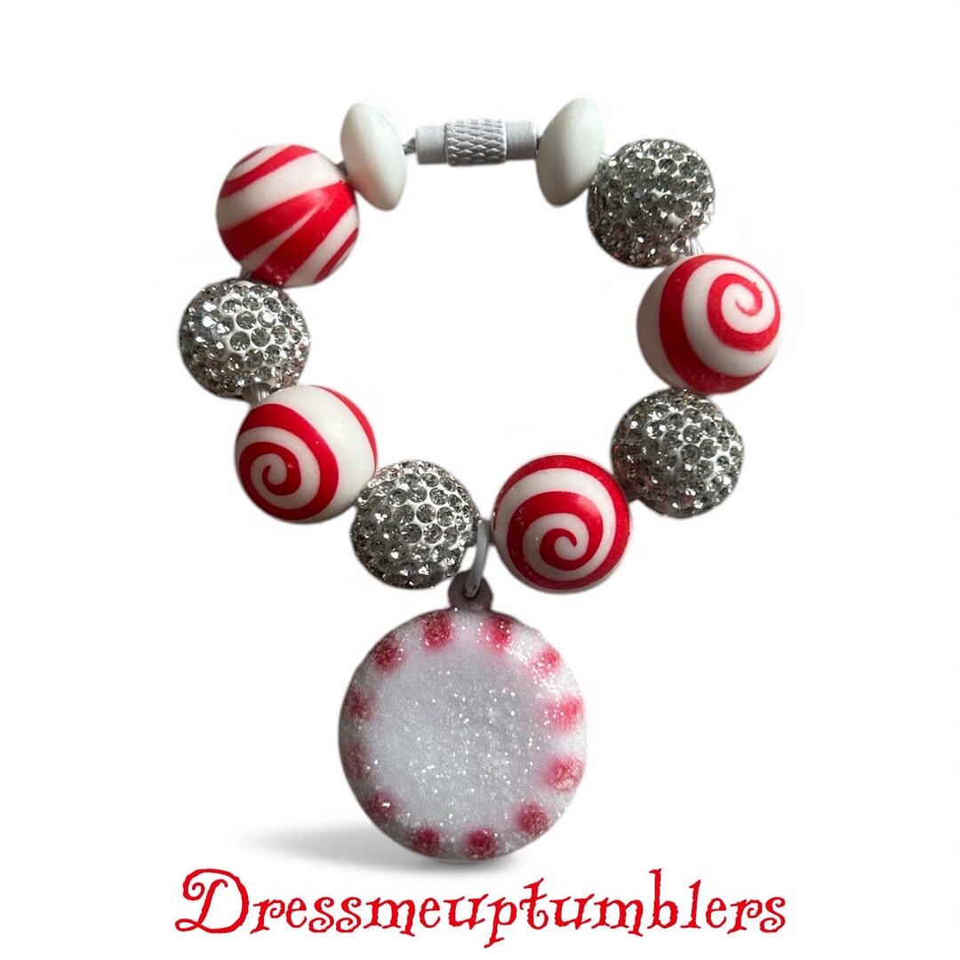 Peppermint Swirl & Rhinestone Cup Handle Charm. - Etsy