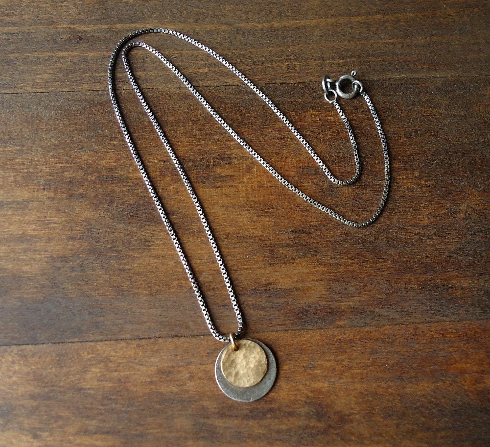 Silver and Gold Eclipse Necklace - Etsy