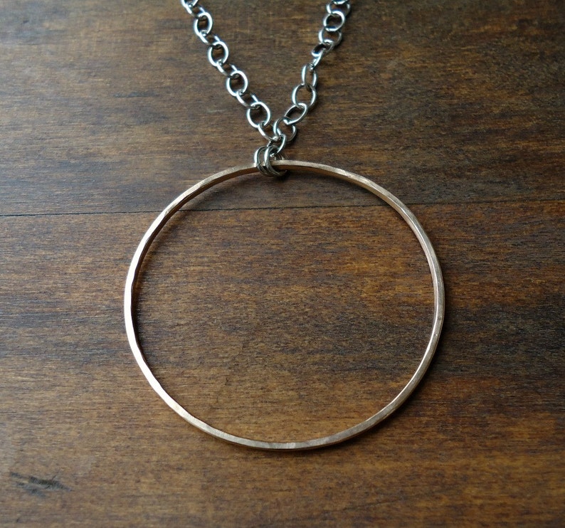 Long Gold and Silver Large Circle Necklace - Etsy
