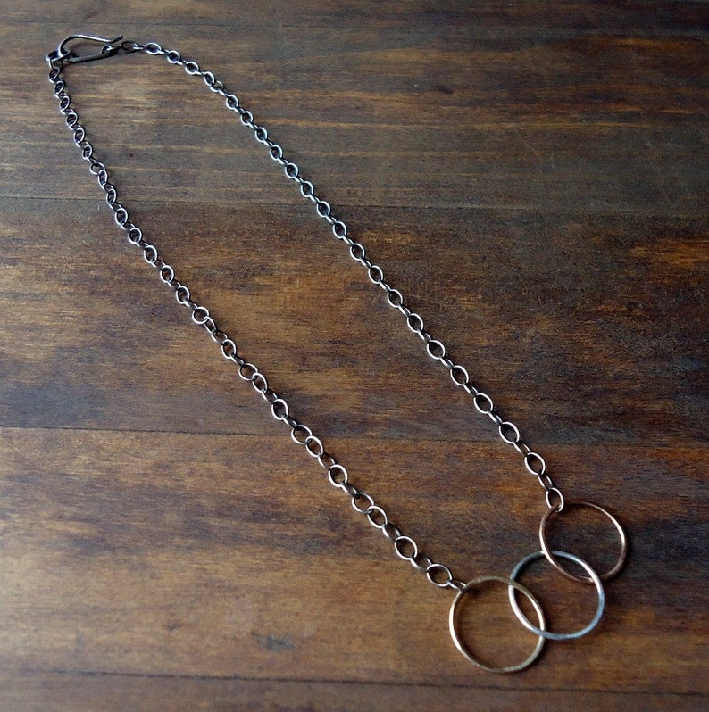 Necklace 3 Tiny Circles Mixed Metals - Etsy
