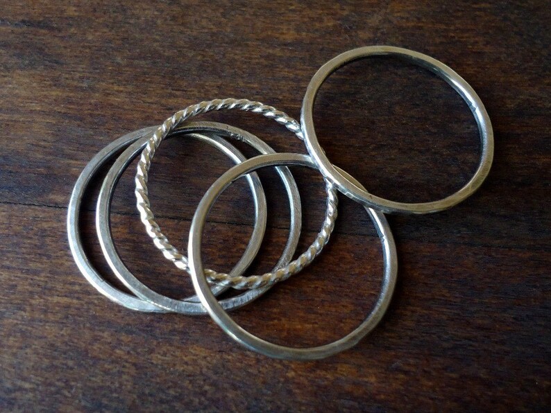 Handmade Skinny Silver Stacker Rings - Etsy