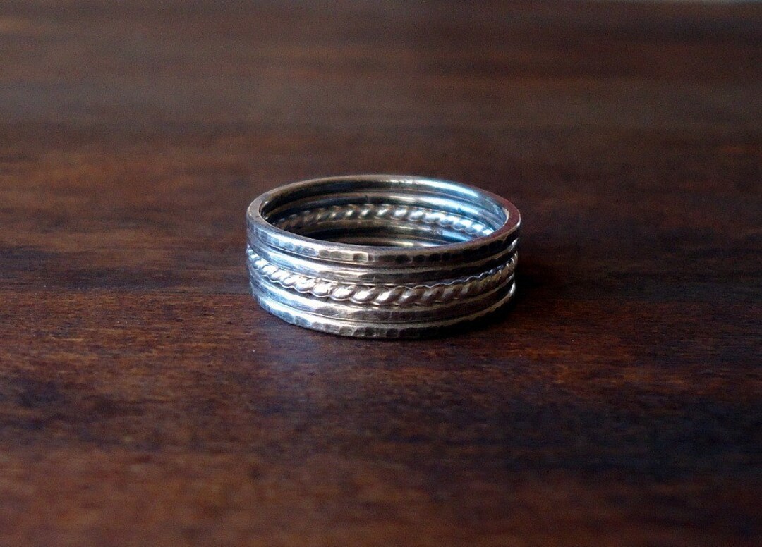 Handmade Skinny Silver Stacker Rings - Etsy