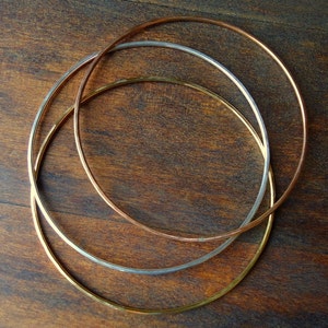 3 Simple Thin Bangles- Mixed Metals- Large - Etsy