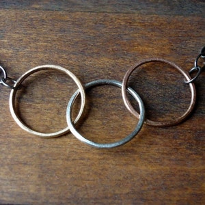 Necklace 3 Tiny Circles Mixed Metals - Etsy