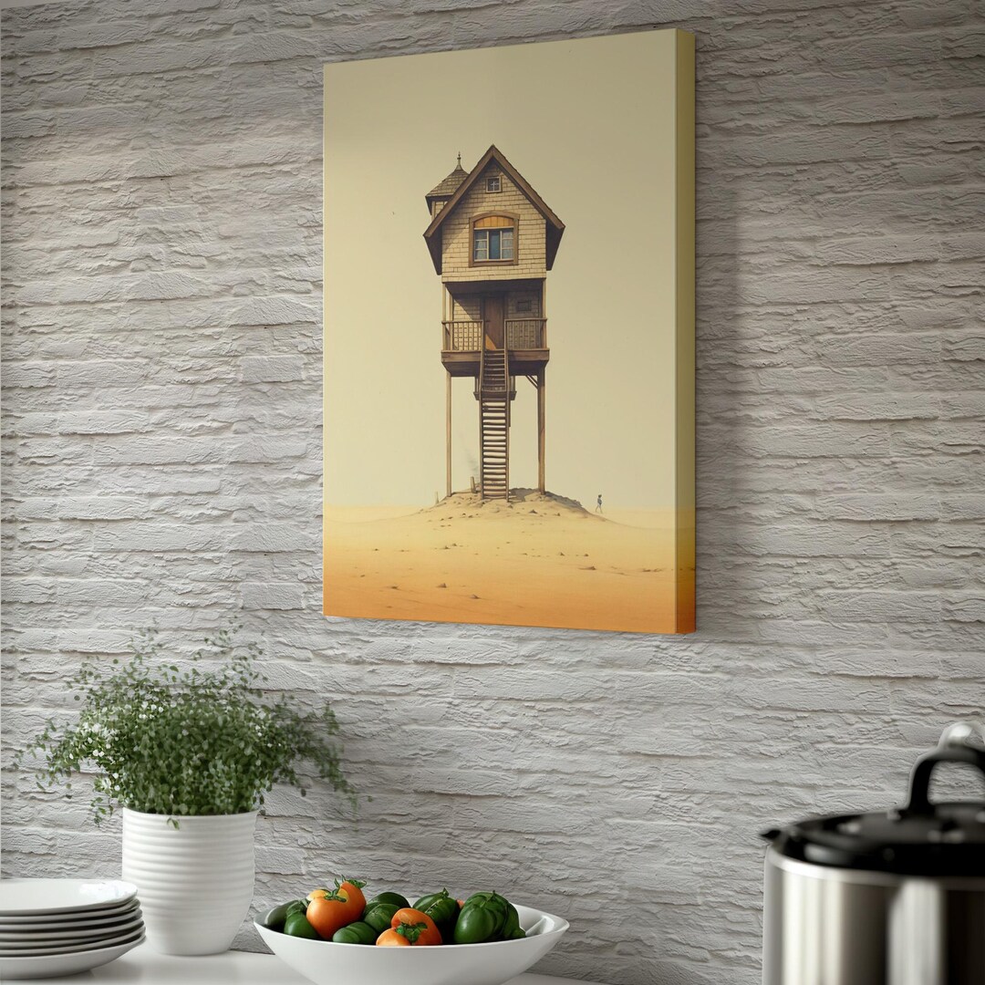 Watchtower İn the Middle of Nowhere Canvas Painting, Large Wall Art ...