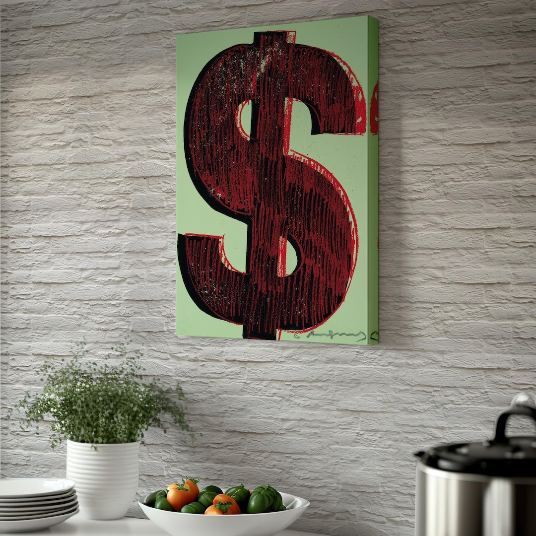 Dollar Sign Painting, Minimal Modern Wall Decor, Minimal Canvas Print ...