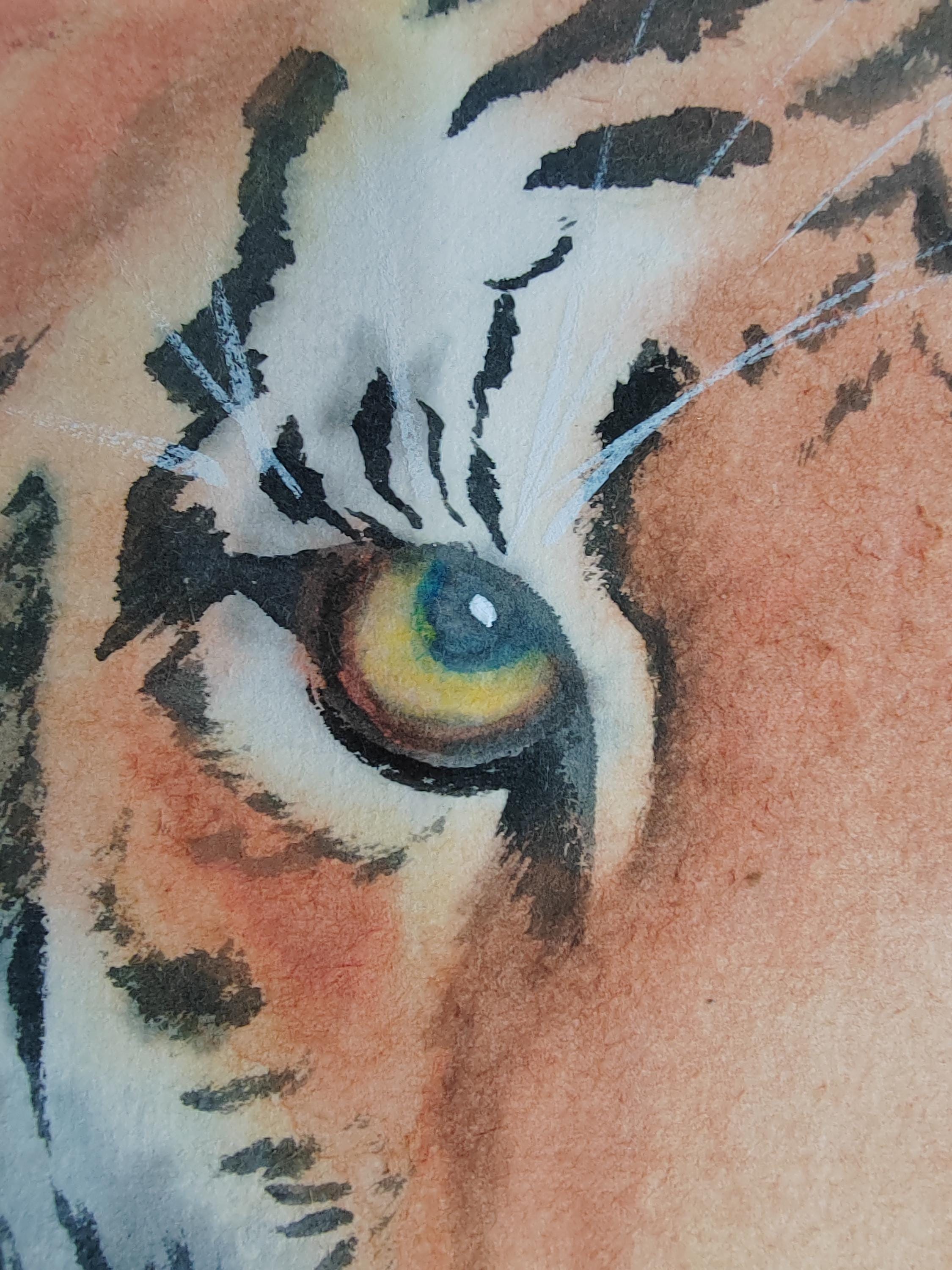 Tiger Head Painting, Sumi-e, Wall Hanging Art, Wall Decor, Purely Hand ...
