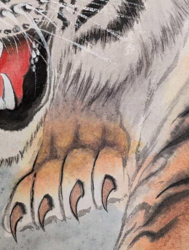 Tiger Scroll Paintin G, Sumi-e, Wall Hanging Art, Wall Decor, Purely ...