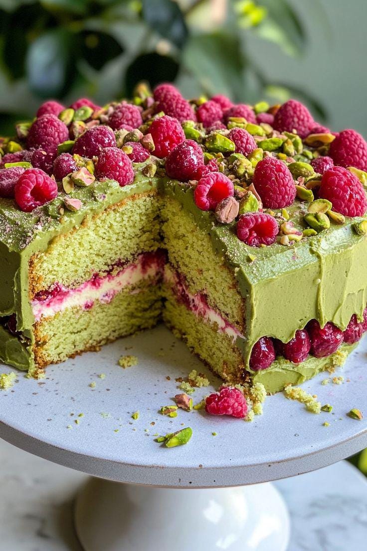Pistachio Raspberry Layer Cake Recipe | Moist Gourmet Dessert (digital ...