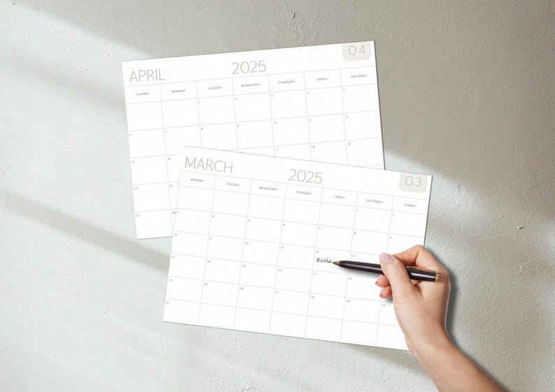Digital 2025 Calendar, 2025 Calendar, Monthly Planner, Monthly Calendar ...