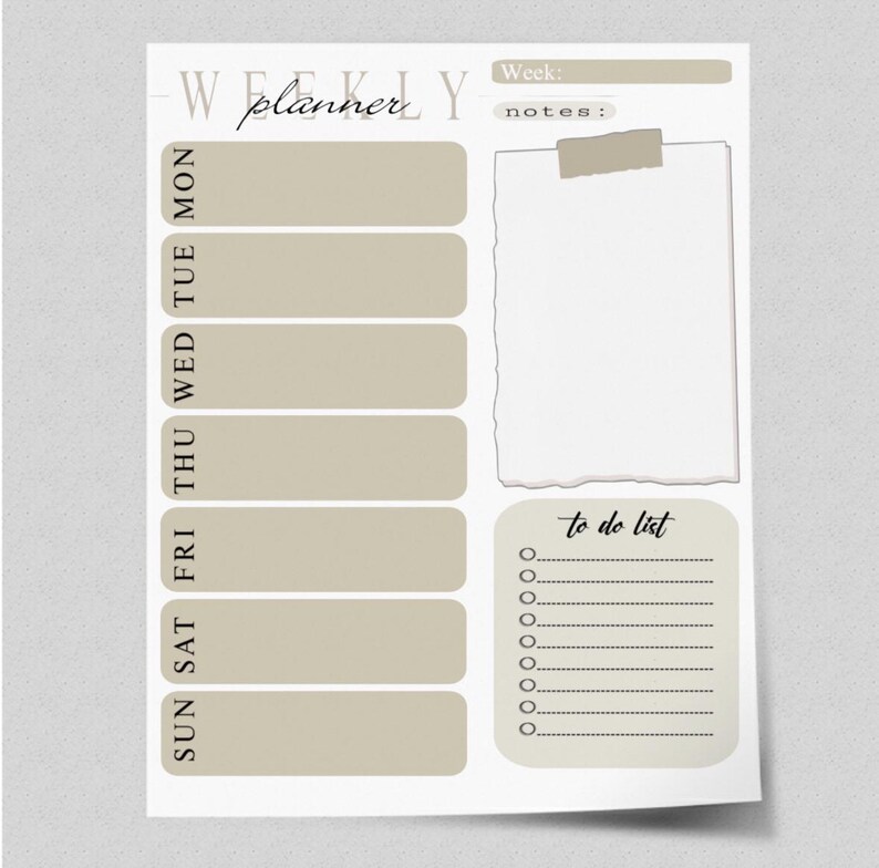 Weekly Planner Printable, Weekly Organizer, Digital Weekly Planner ...
