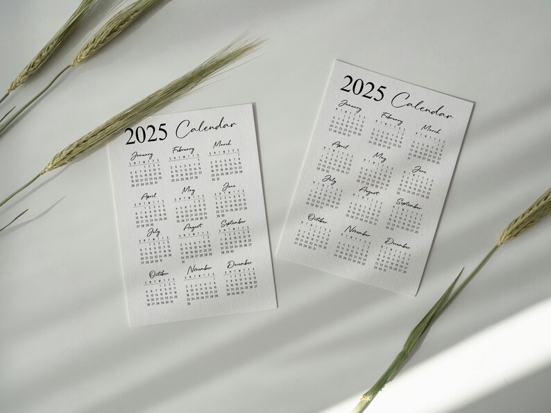 2025 Yearly Calendar, 2025 Calendar, Digital Calendar, Minimalist ...