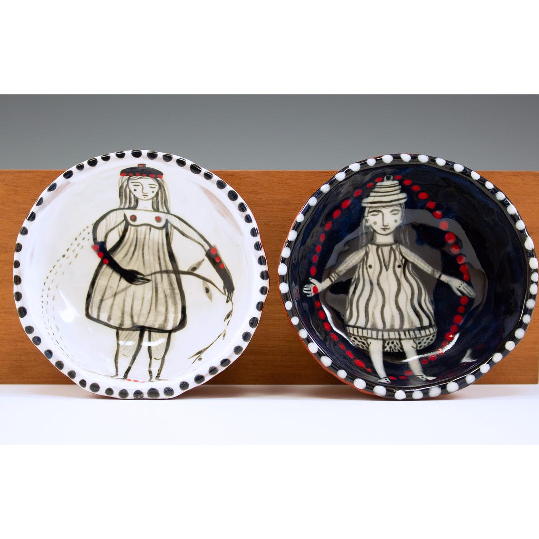 Finger Bowl Set - Ladies - Original Painting by Jenny Mendes in Two ...