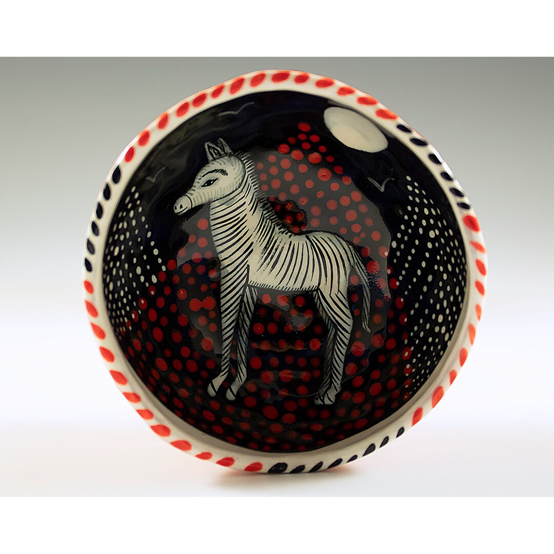 Zebra Under A Full Moon Original Painting by Jenny Mendes in a Black ...