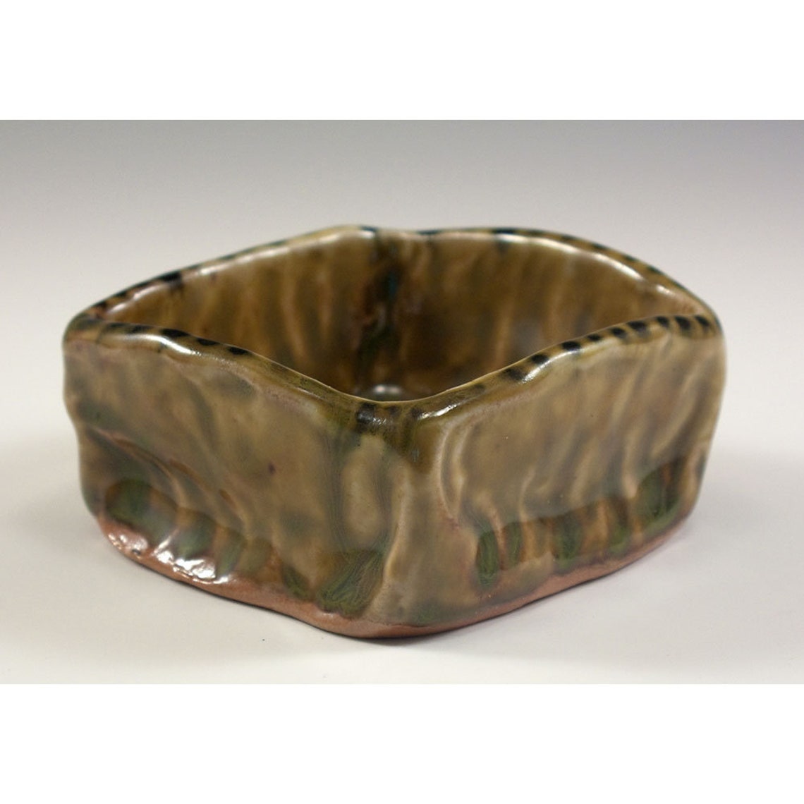 Pinched Square Wood Fired Bowl by Jenny Mendes 13 of 15 - Etsy