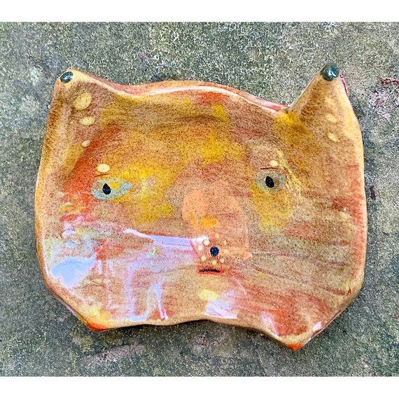 Pinched Cat Bowl Yellow Kitty Kat by Jenny Mendes - Etsy