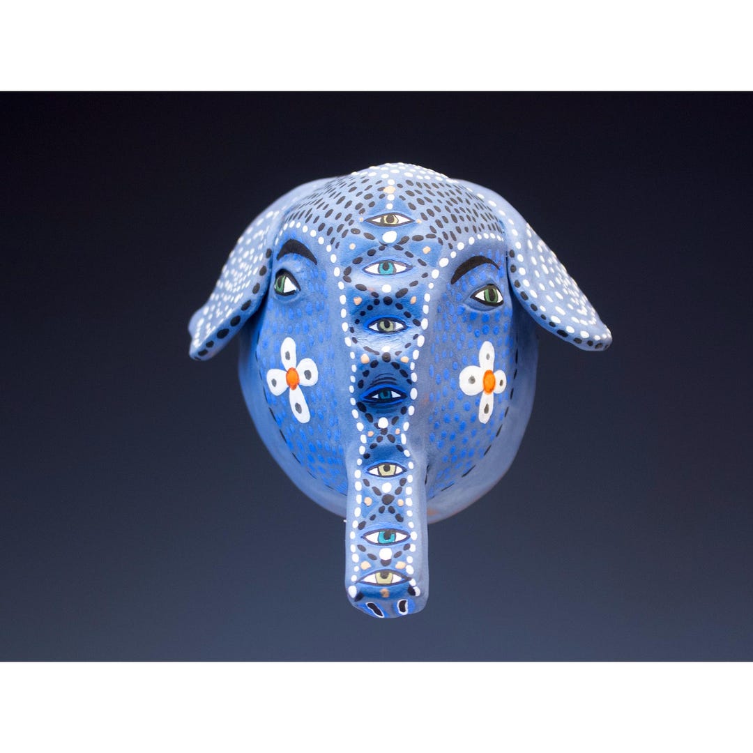 Ceramic Elephant Head Wall Mask by Jenny Mendes - Jasper - Etsy