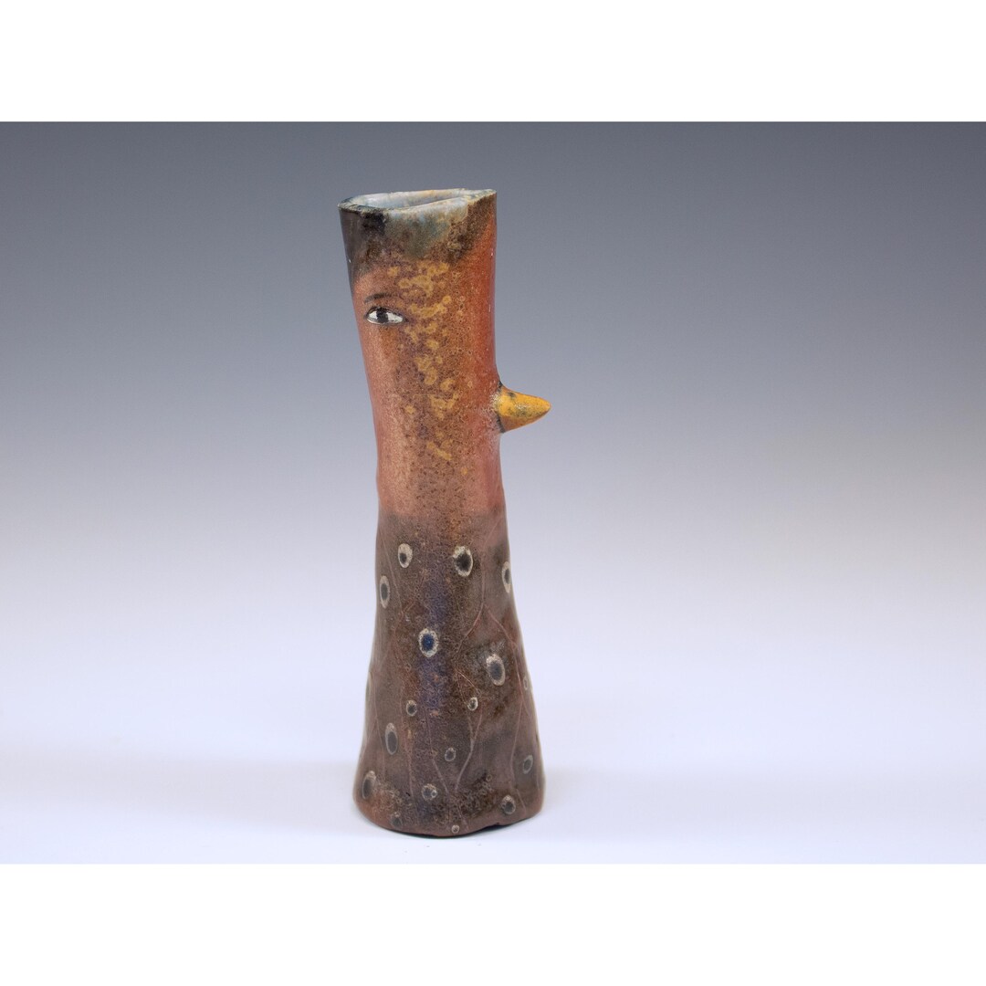 Izzy - Wood Fired Ceramic Bird Bud Vase by Jenny Mendes - Etsy