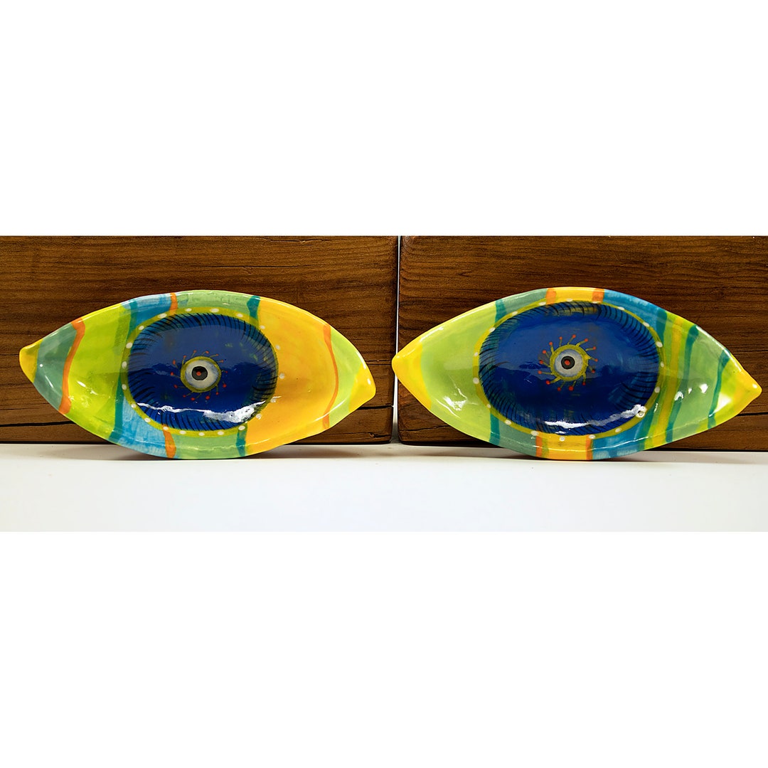 Pair of Blue Iris Eye Bowls - Ceramic Art by Jenny Mendes - Etsy