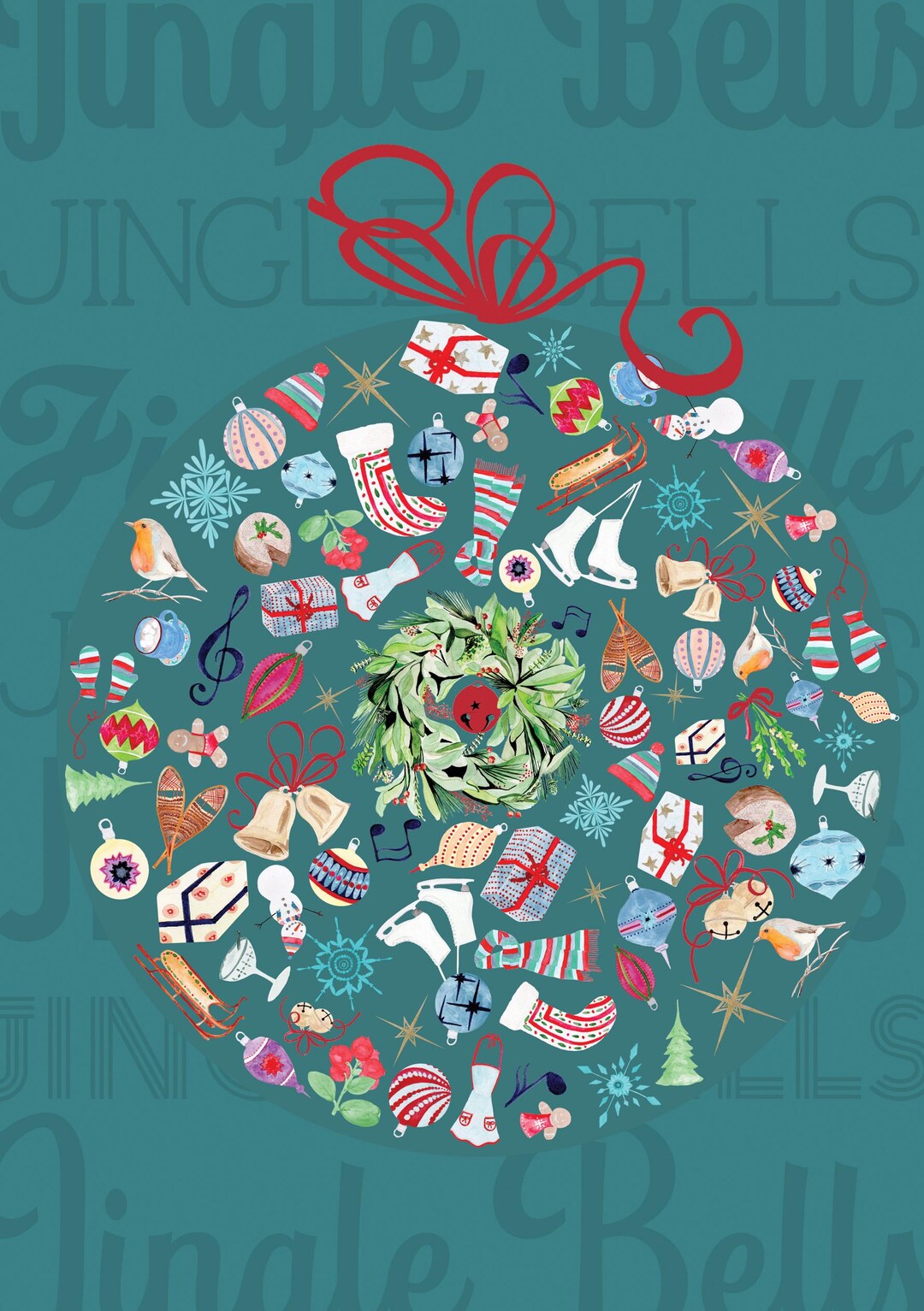 Jingle Bells Printable Holiday Cards, Happy Holidays, Secular Holiday ...