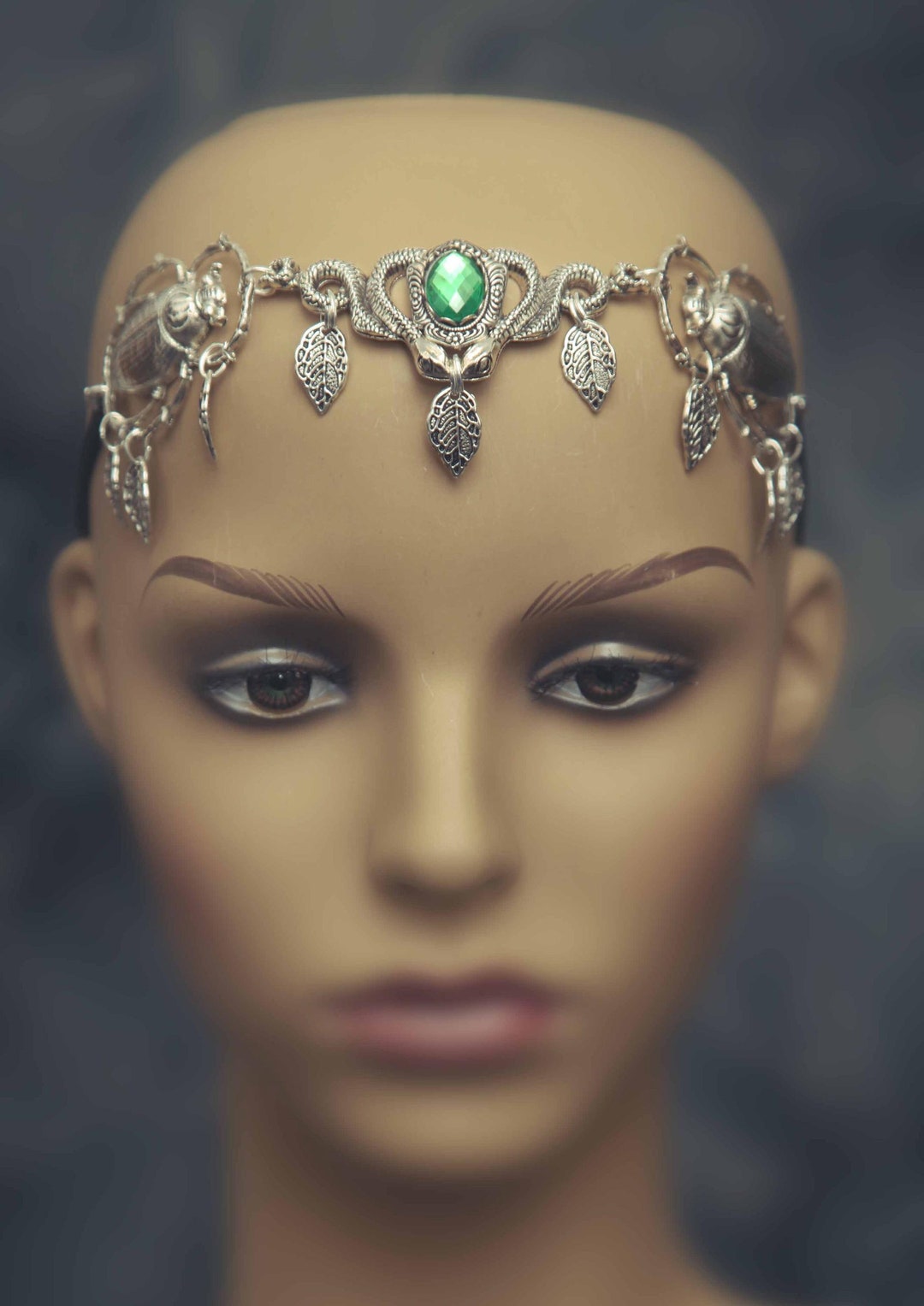 Wicca Nu Goth Snake Scarab Rhinestone Headpiece Tiara Crown Mermaid ...