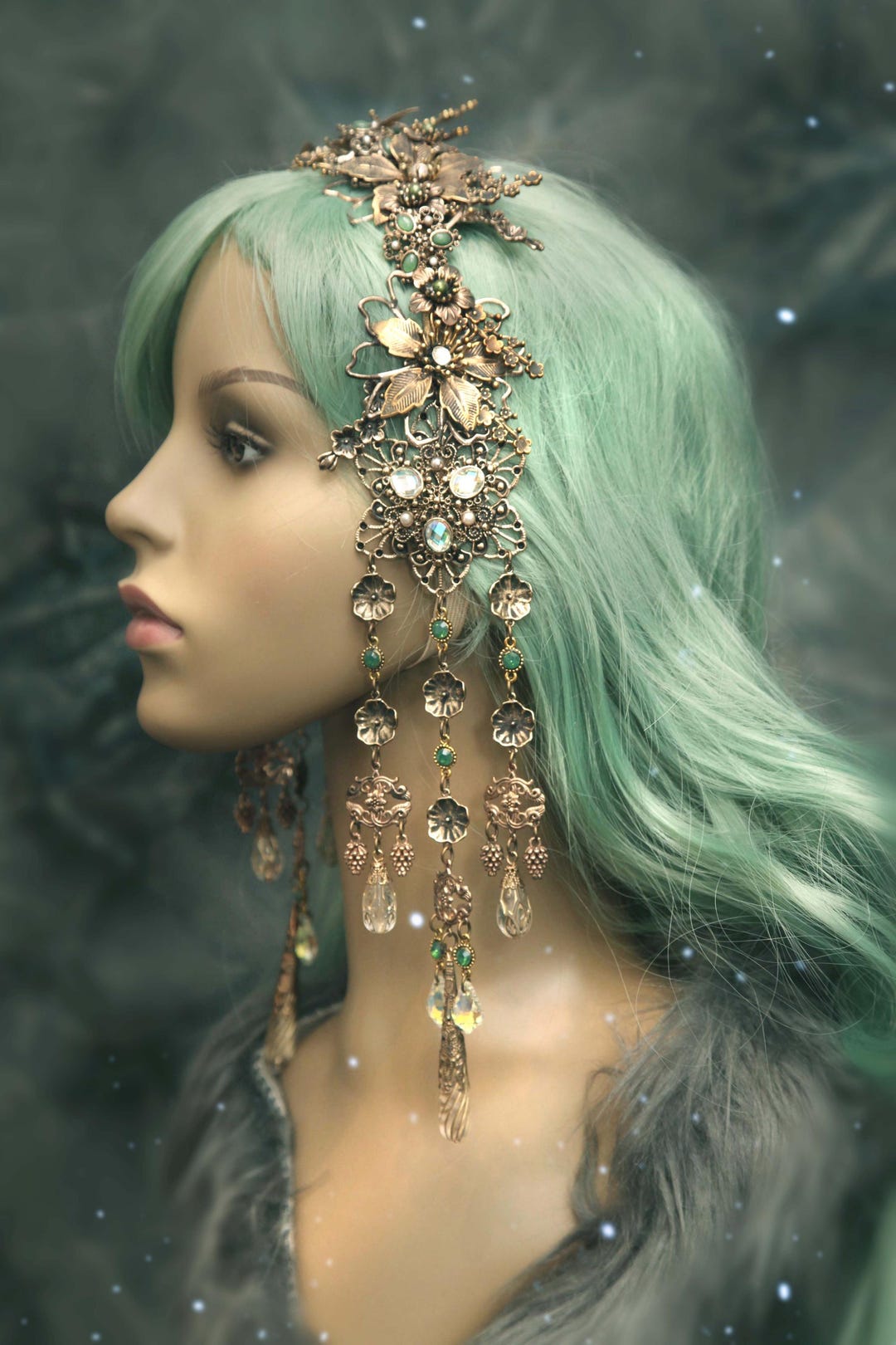 Filigree Lotus Flower Elven Mermaid Siren Victorian Art Nouveau Mucha ...