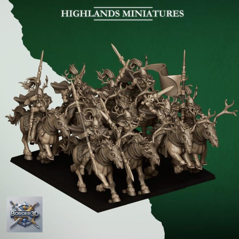 Feral Elf Cavalry | 32mm Resin Wild Hunt Forest Riders | 3D Printed ...