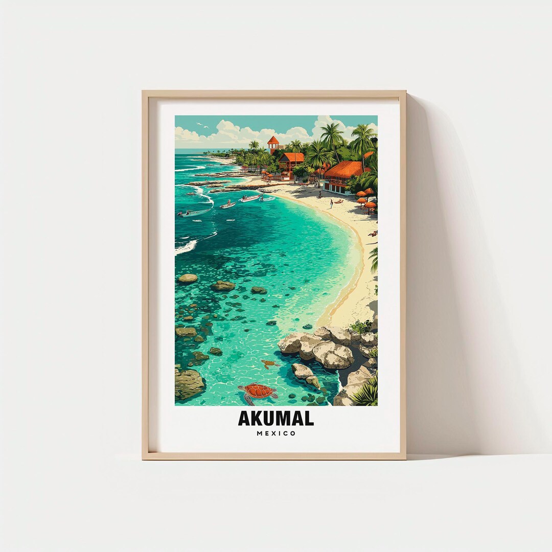 Akumal Mexico Print - Tropical Beach and Ocean View Art - Etsy