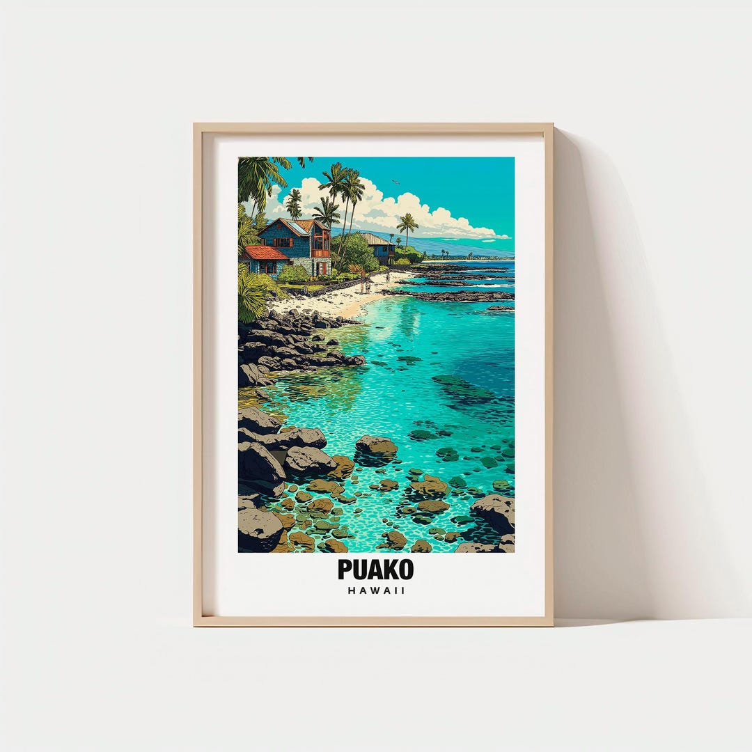 Puako Print - USA Poster, Puako Views, Hawaii Charm, Coastal Scene ...