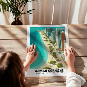 Ajman Corniche Print - UAE Poster, Travel Wall Art, Coastal Print ...