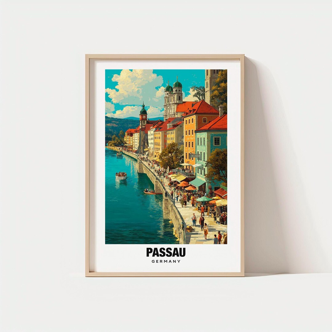 Passau Print - Germany Poster, Passau Views, Bavarian Charm, Riverside ...
