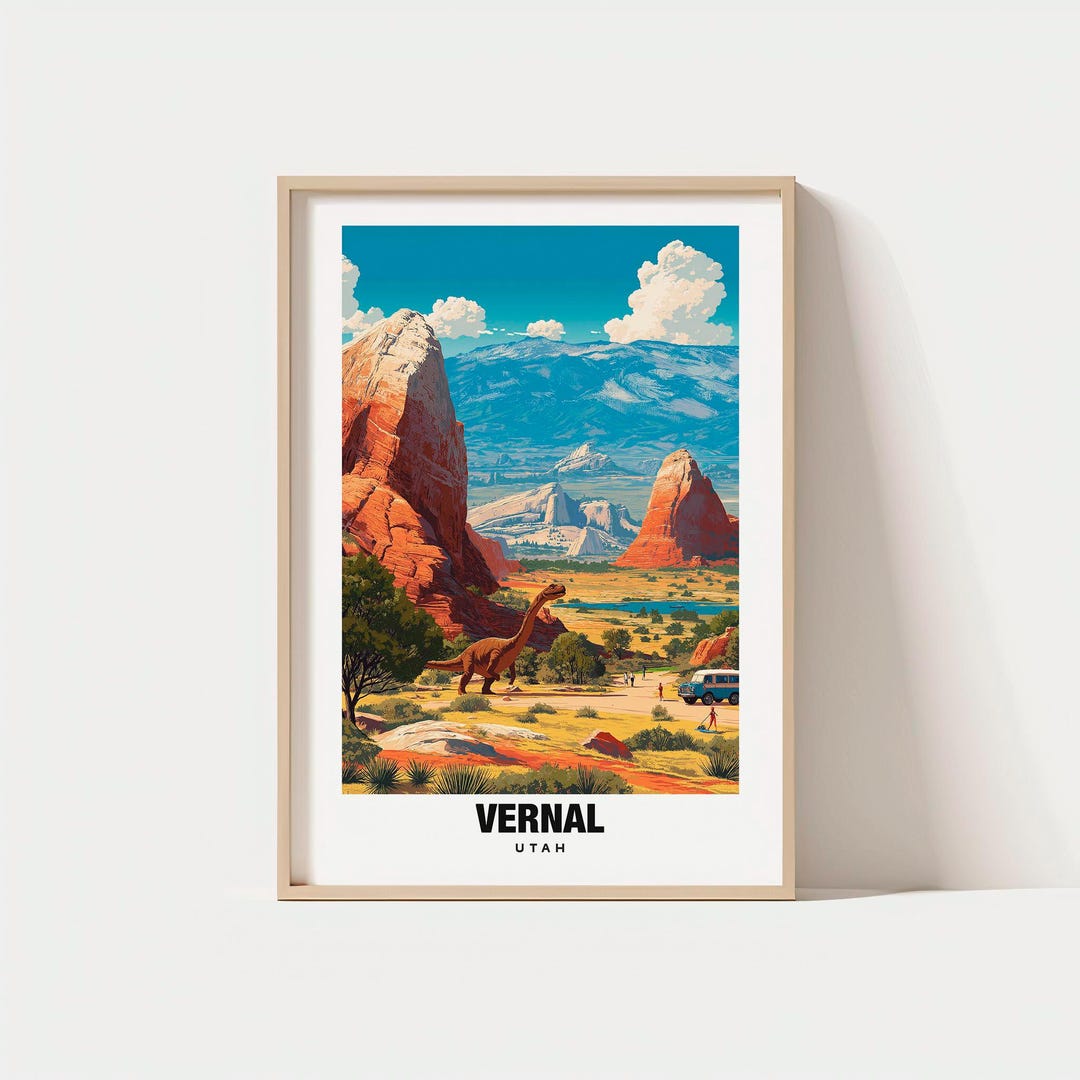 Vernal Print - USA Poster, Vernal Views, Utah Charm, Dinosaur Scene ...