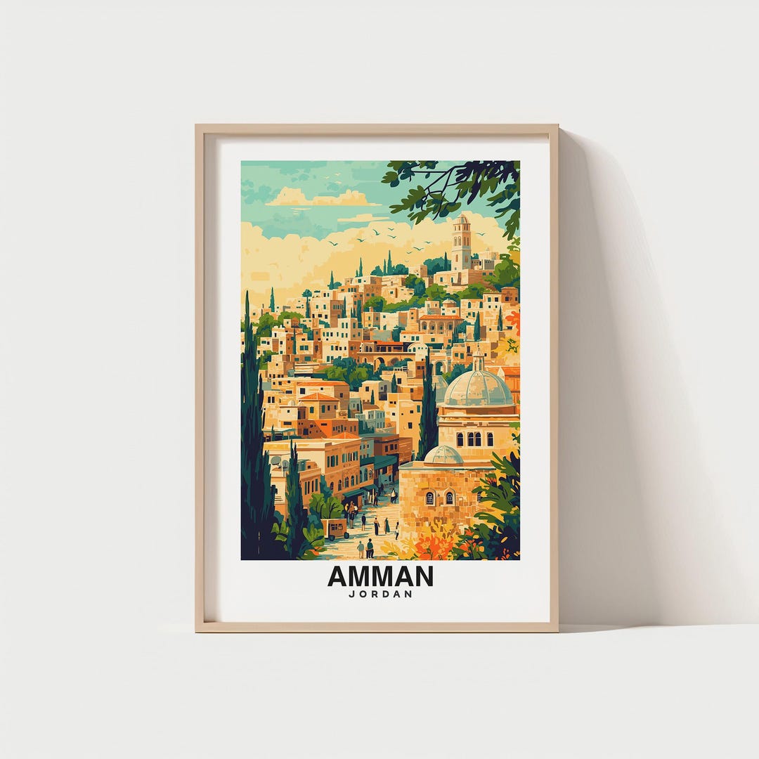 Amman City Print, Amman Travel Poster, Jordan Travel Gift, Amman ...