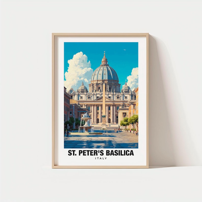 St. Peter's Basilica Poster - Vatican Landmark Art - Etsy