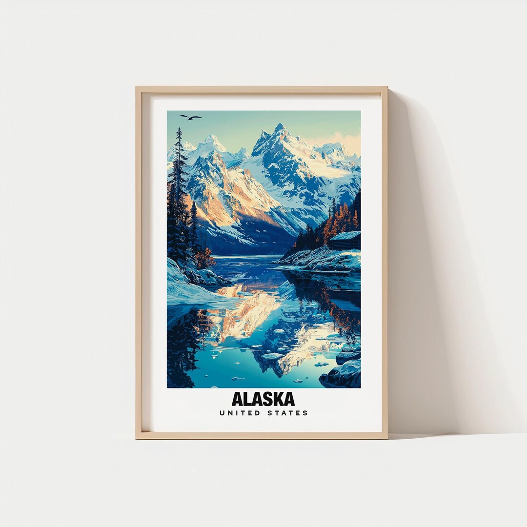 Alaska Print - USA Poster, Travel Wall Art, Scenic View, Mountain ...