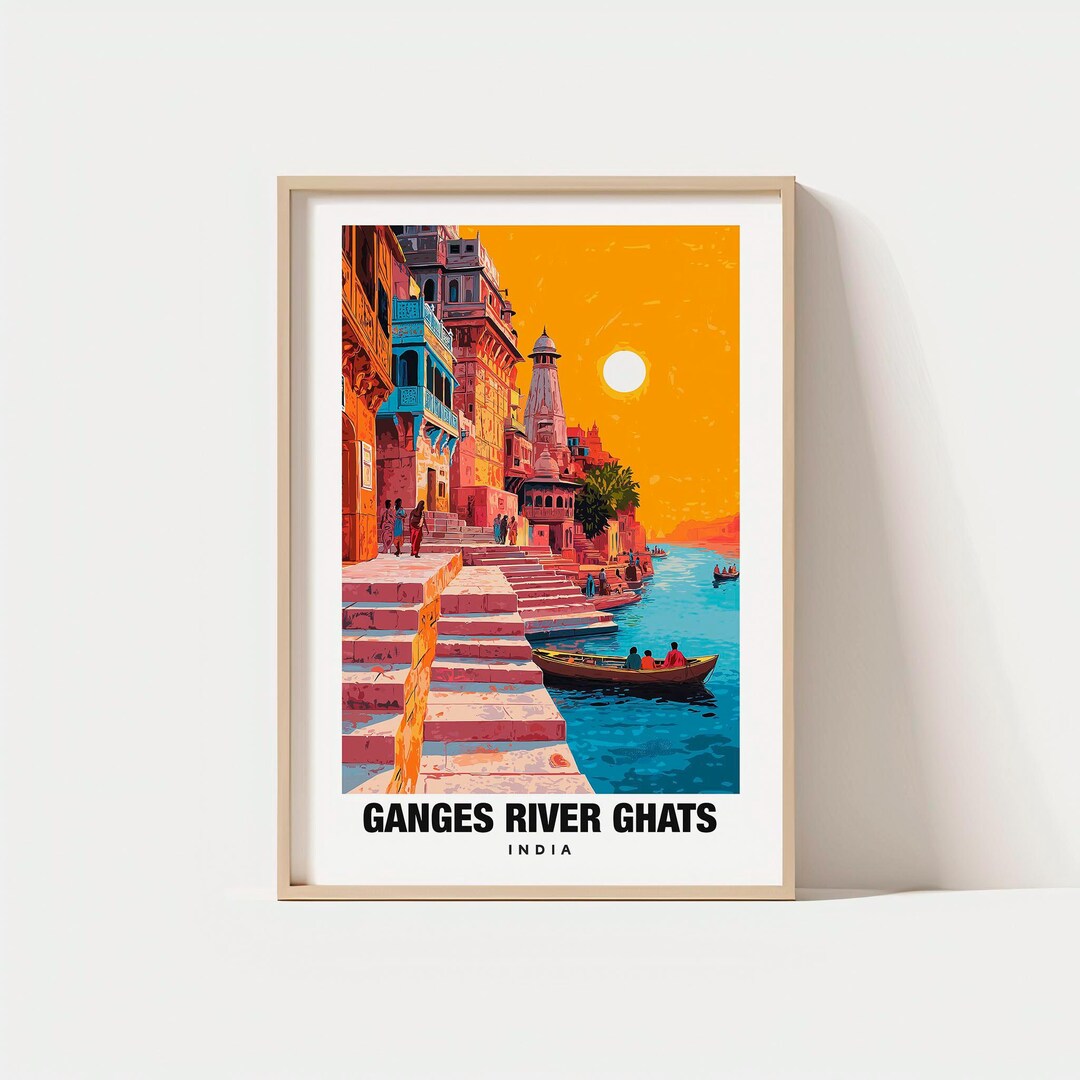 Ganges River Ghats Travel Print Wall Art, Varanasi - India City Print ...
