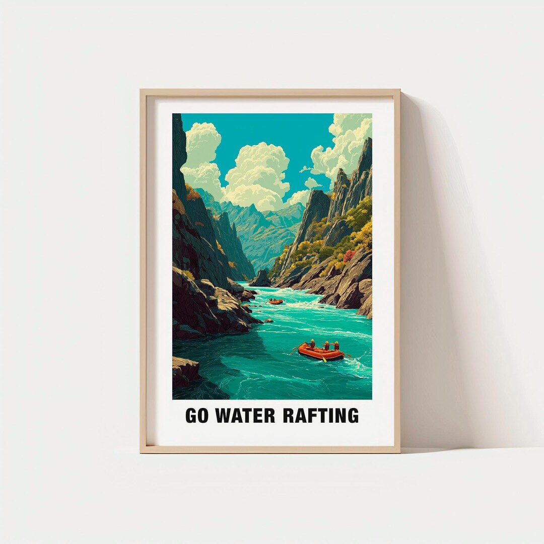 Adventure Rafting Print, Whitewater Rapids, River Scene (digital ...