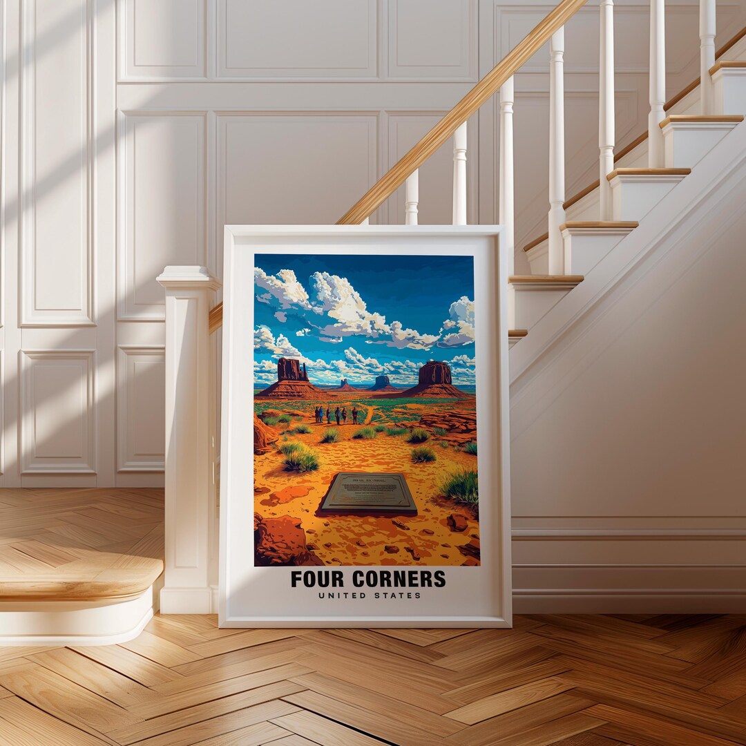 Four Corners Print - USA Poster, Four Corners Views, Four Corners ...