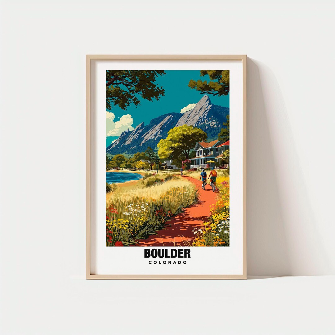 Boulder Colorado Print – Scenic Mountain Landscape Travel Poster - Etsy