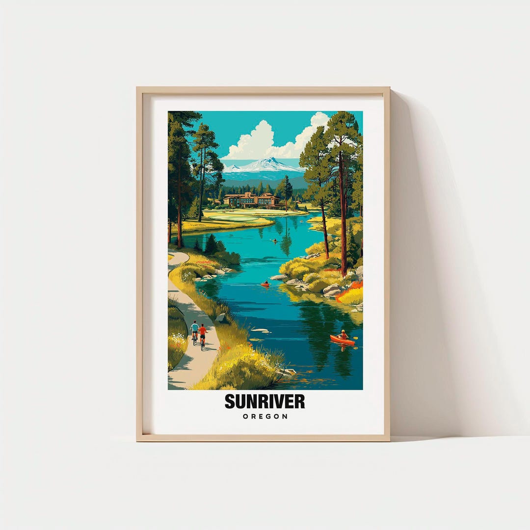 Sunriver City Poster: Mountain Views and Nature Trails - Outdoor Art - Etsy