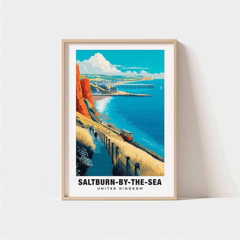Saltburn Travel Poster - Scenic Yorkshire Coastline Artwork - Etsy UK
