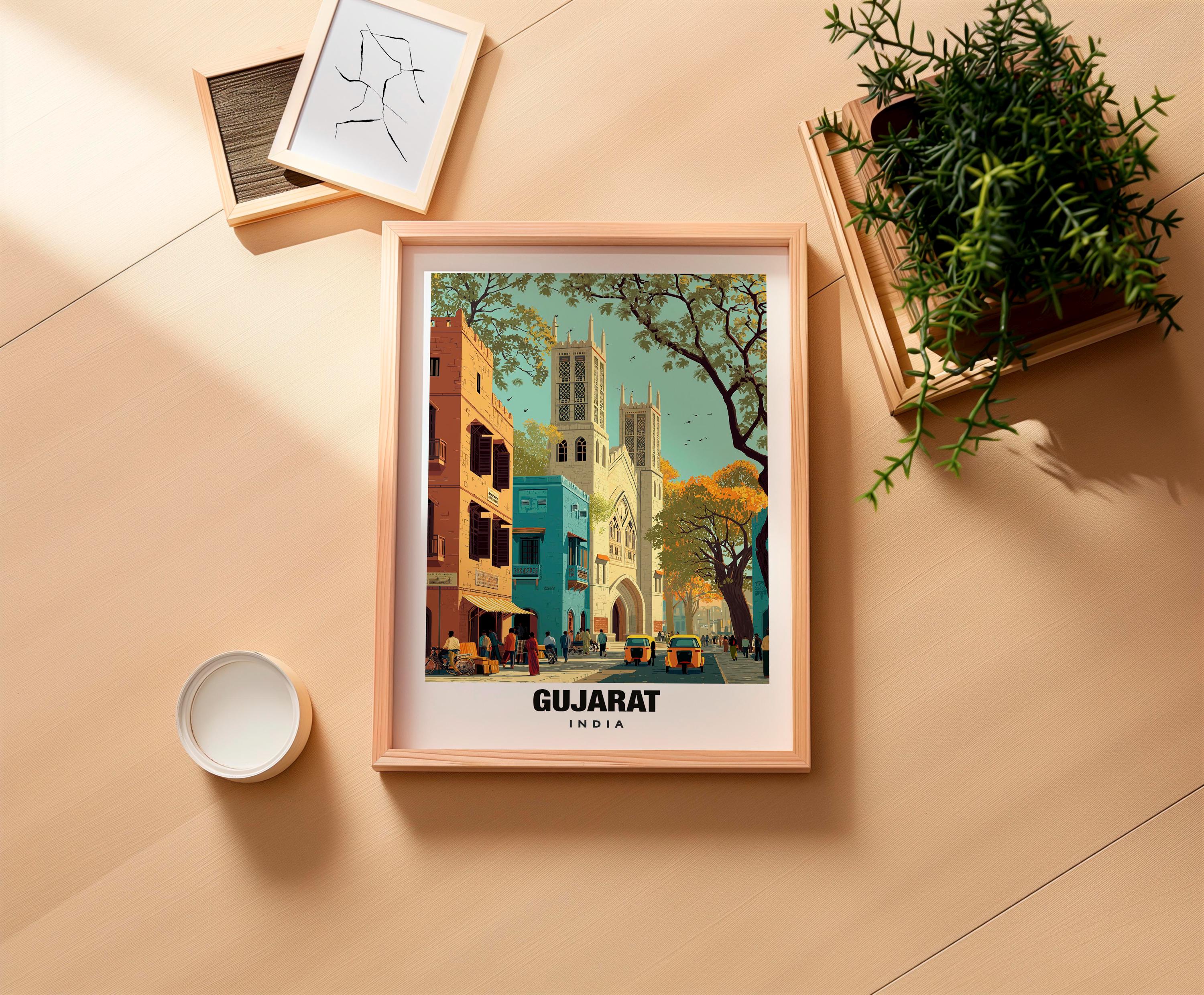 Gujarat City Print, Gujarat Travel Poster, India Travel Gift, Gujarat ...