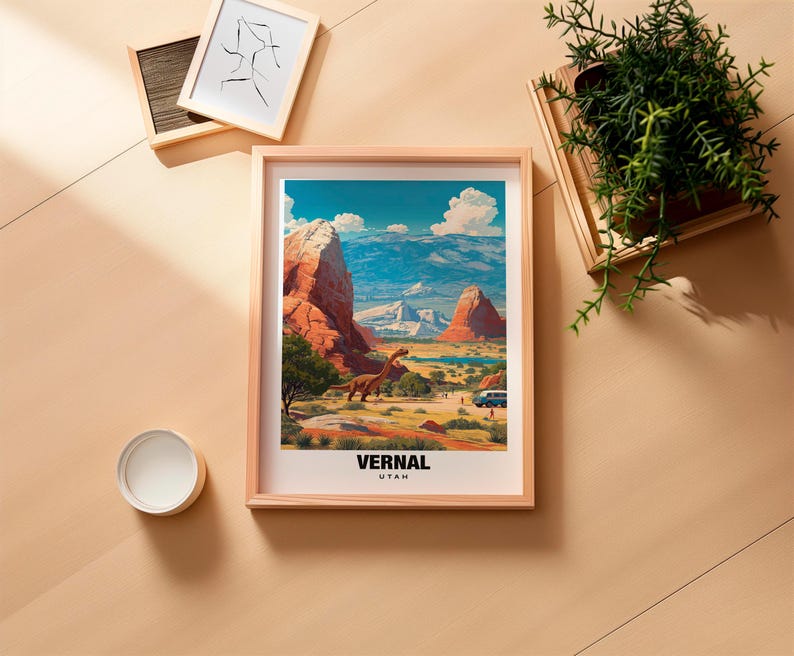 Vernal Print - USA Poster, Vernal Views, Utah Charm, Dinosaur Scene ...